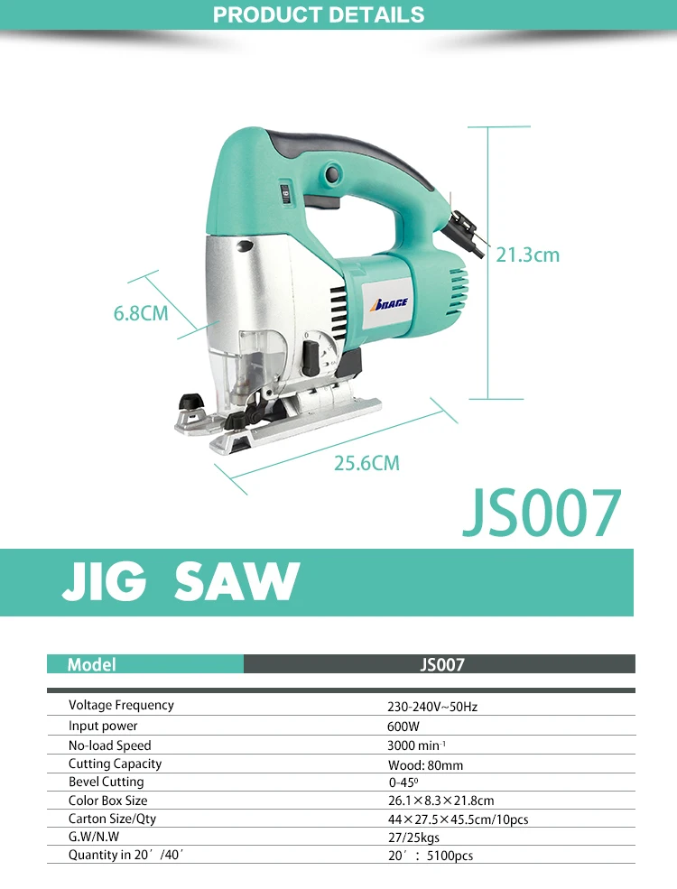 Js007 Portable Variable Speed Jig Saw Machine With 4 Pendulum Setting ...
