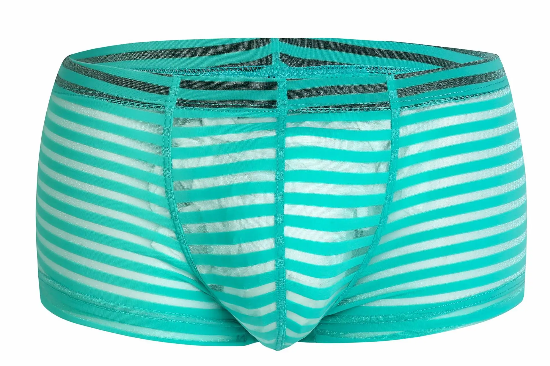 Men's Sexy Transparent Boxer Briefs Low Waist Underwear Mesh Stripe ...