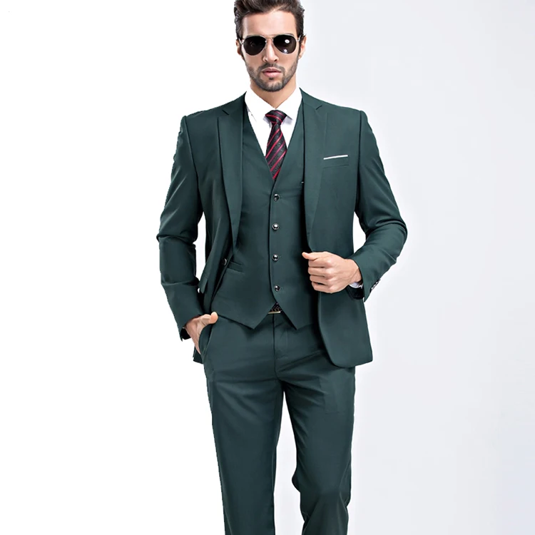 3 Pieces Slim Fit Army Green Men's Suit - Custom Made Wedding Tuxedo ...