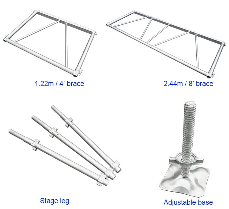 Aluminum Assemble Stages Outdoor Concert Stage Platform Size Stage Brace