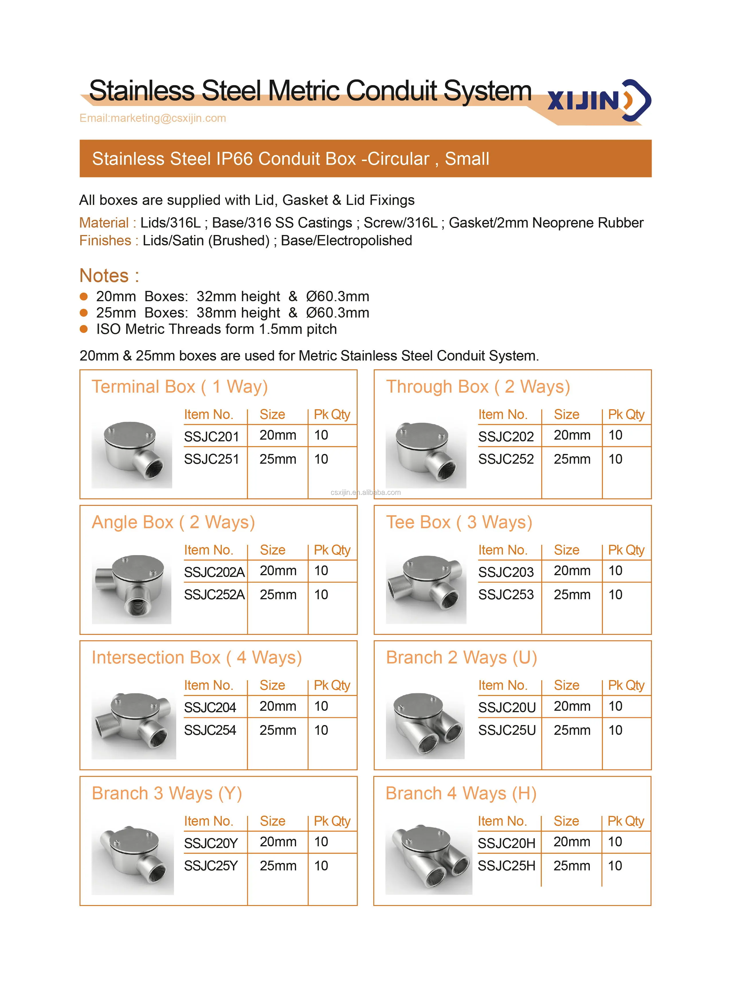 Intersection Box 4 Ways 25mm Electrical Stainless Steel Conduit ...