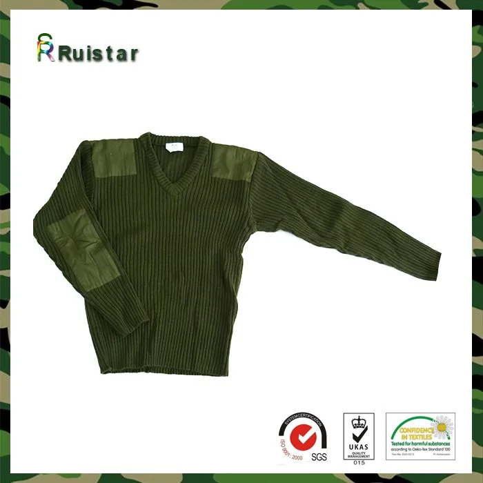 Army Green Wool Round Neck Mens Knitted Tactical Sweater Pullover - Buy ...