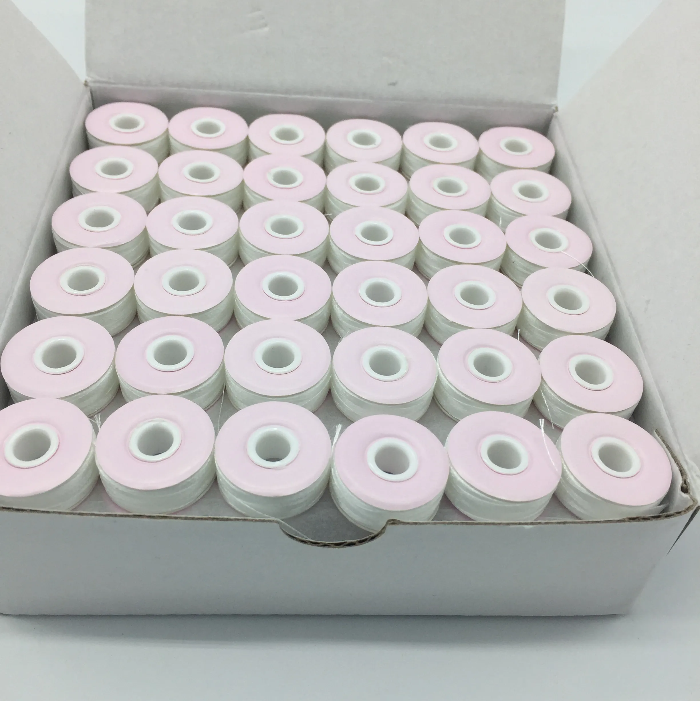 White Polyester Bobbin Thread L 75d/2 Paper Side 144pcs/box Pre-wound ...