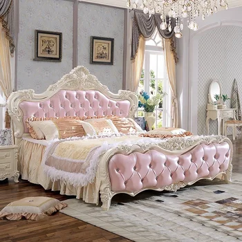 Quality Antique Design Bedroom Furniture/luxury 1.8m Soft Bed/pink ...