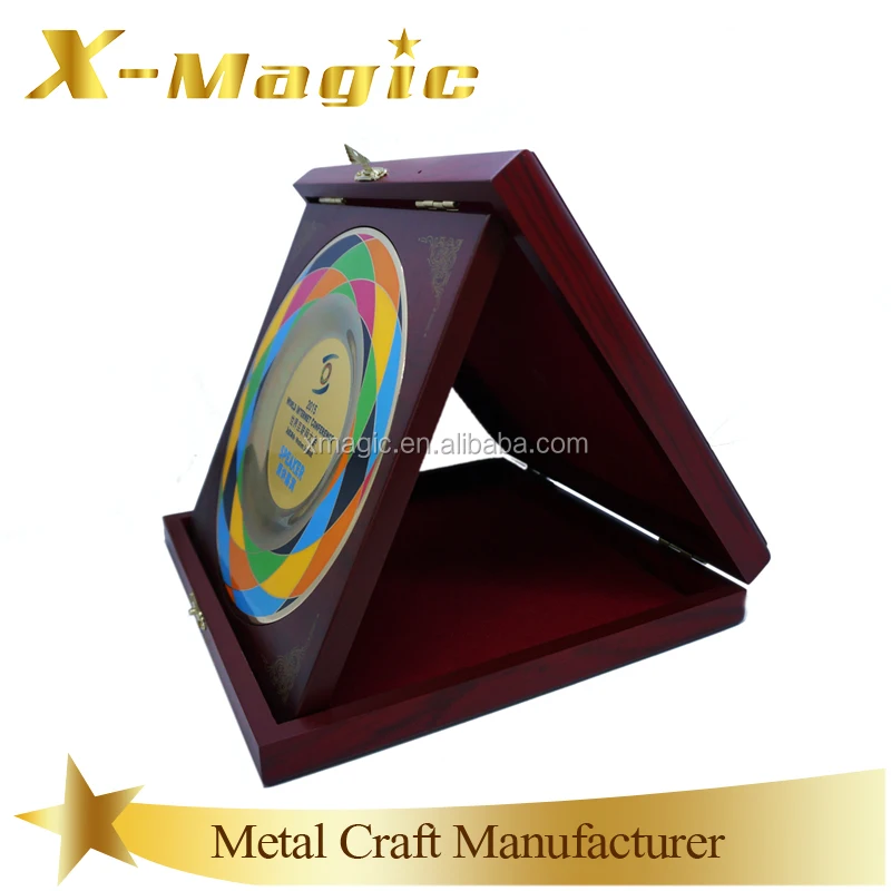 Event Speaker Award Custom Commemorative Metal Trophy Plate With Wooden ...