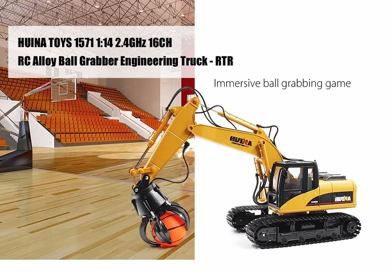 Huina Toys 1571 1/14 16ch Alloy Ball Grabber Truck Engineering ...