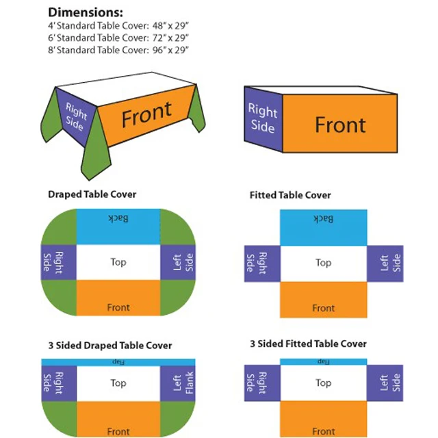 4ft Draped Event Table Cover Custom Printed Exhibition Polyester Trade ...