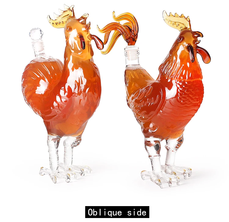 Rooster Shaped Alcohol Glass Bottles - Handmade & Durable