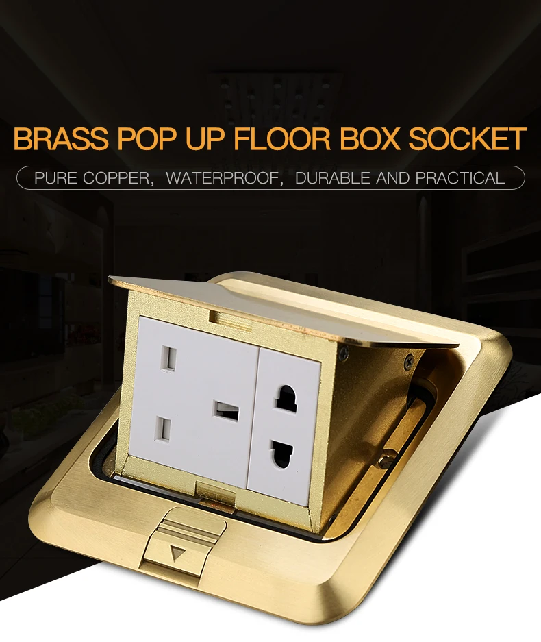 Siase Pop Up Floor Box Socket 13a+universal Outlet Brass Socket Brass ...
