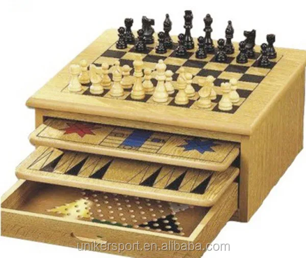 Round Wooden Board Game Set 3 In 1 Board Game For Travel - Buy Wooden ...