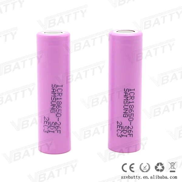 3.7v Pink Icr18650 Lithium Ion Battery 2600mah Samsung Sdi Icr18650-26f ...
