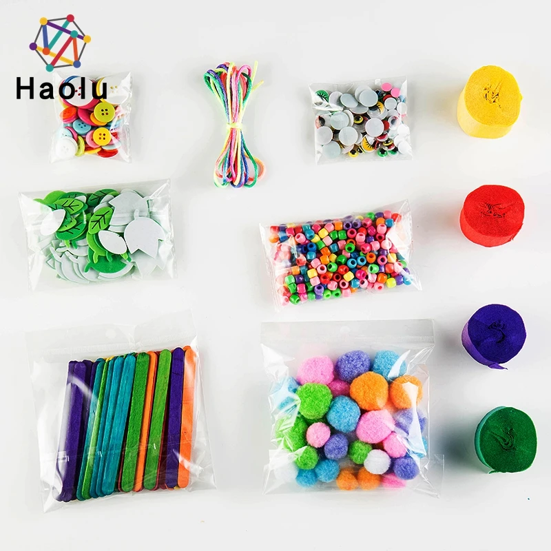 6mm Pipe Cleaners Set Craft Pompoms,Button,Sticks,Coloured Eyes Kit For ...