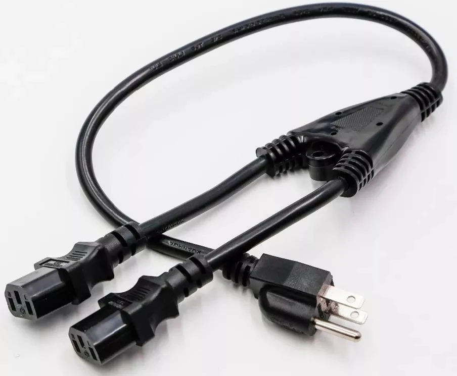 Xinsheng 6ft Y Extension Cord Power Cord Cable AC 3 Prong 16AWG US 2 ...