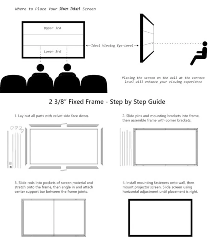 Fixed Frame HD Projector Projection Screen for Home Theater Office ...