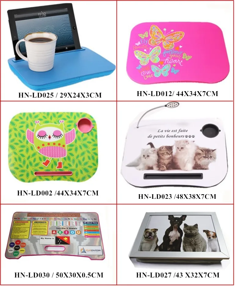 Portable Built-in Cup Holder Lap Tray with Cushion Laptop Desk