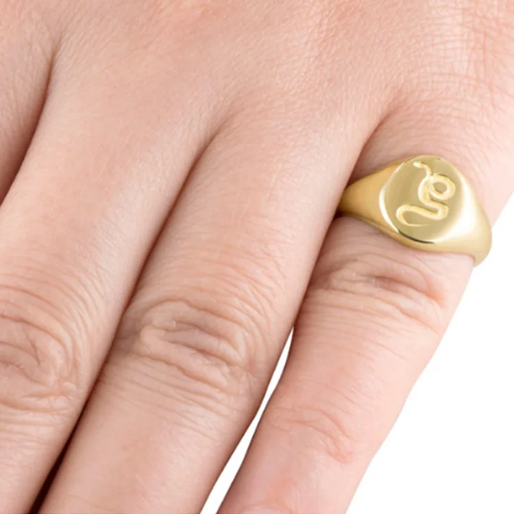 Custom Engraved Solid Gold Womens Signet Ring - Buy Signet Ring Custom ...