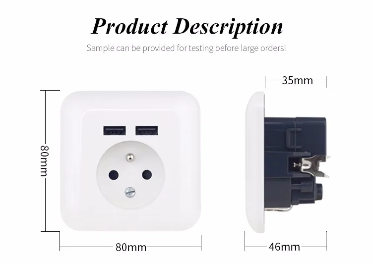 French Wall Electrical Socket Pc Plastic Electrical Outlets With Usb 5v ...