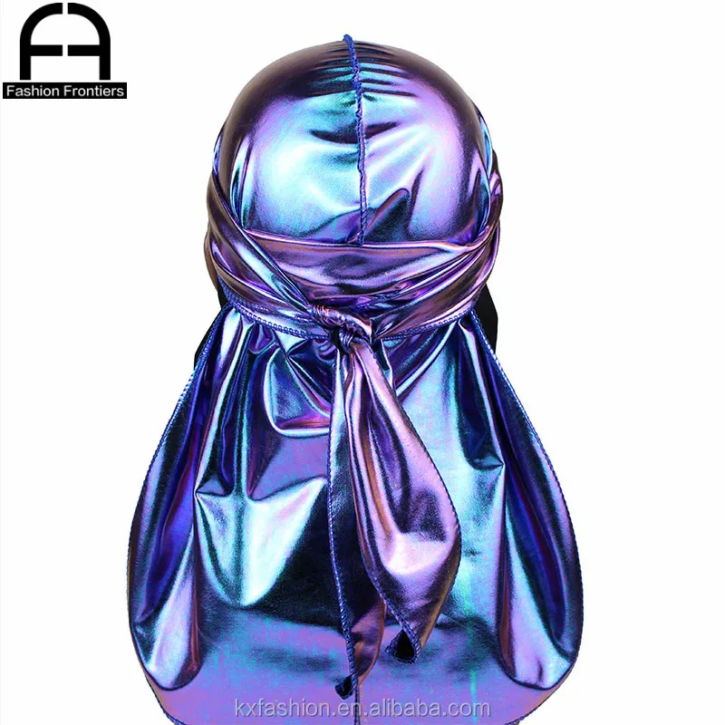 Herren Spandex Durag Pu Leder Laser Shiny Durags Waves Cap Turban - Buy ...