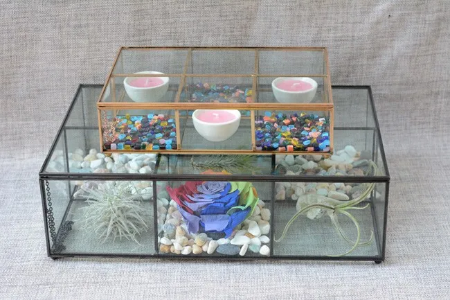 Rectangular Clear Glass Storage Box Keepsake Immortal Flowers Glass ...