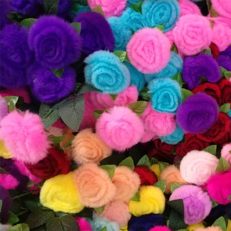 High Quality Artificial Rabbit Fur Rose Flower Bouquet For Valentines ...