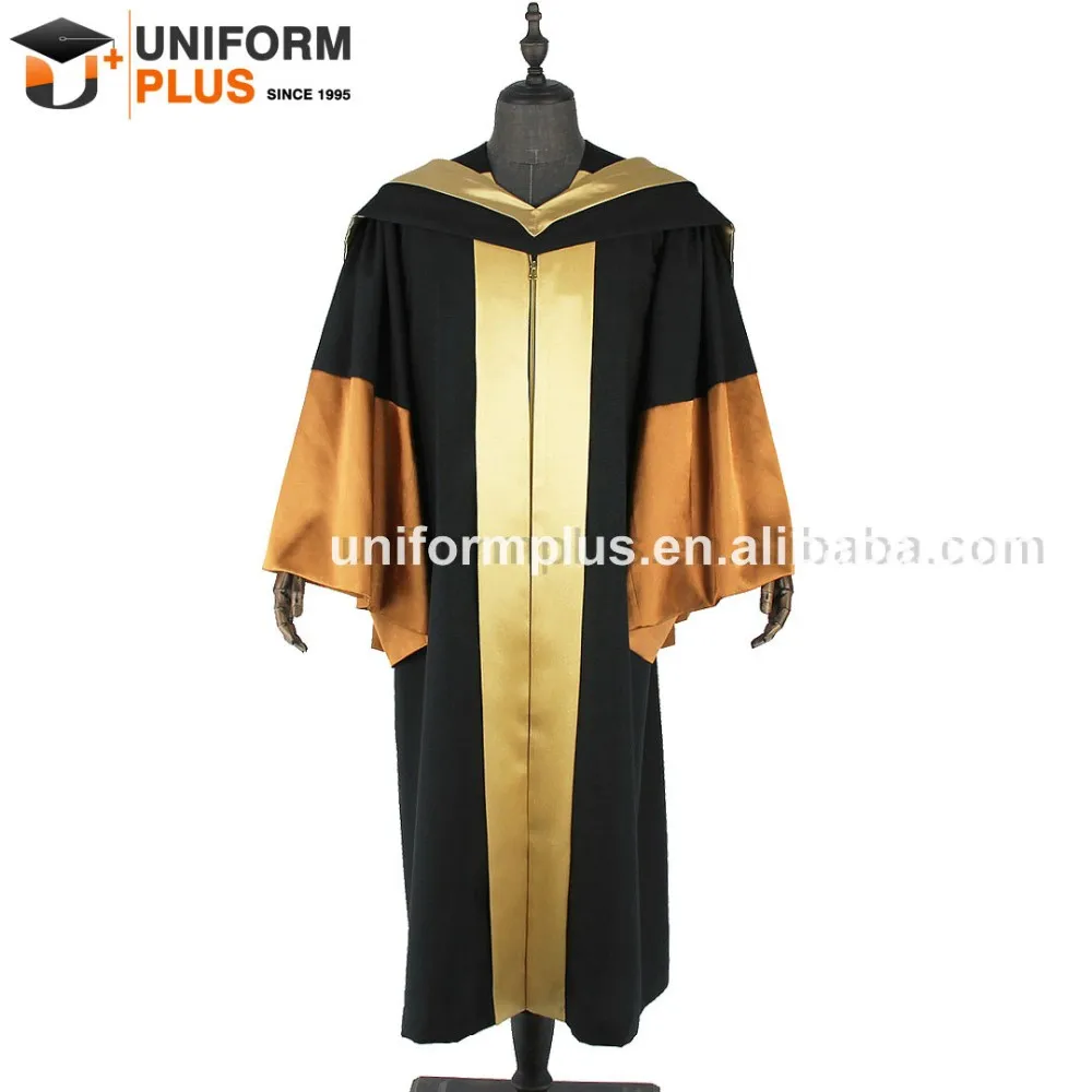 Customized Golden Academic Diploma Graduation Gown & Robe