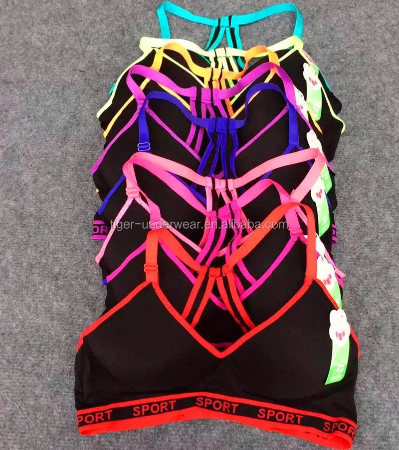 Fashion Colors Women Padded Colorful Straps Bra Hot Images Women Sexy ...