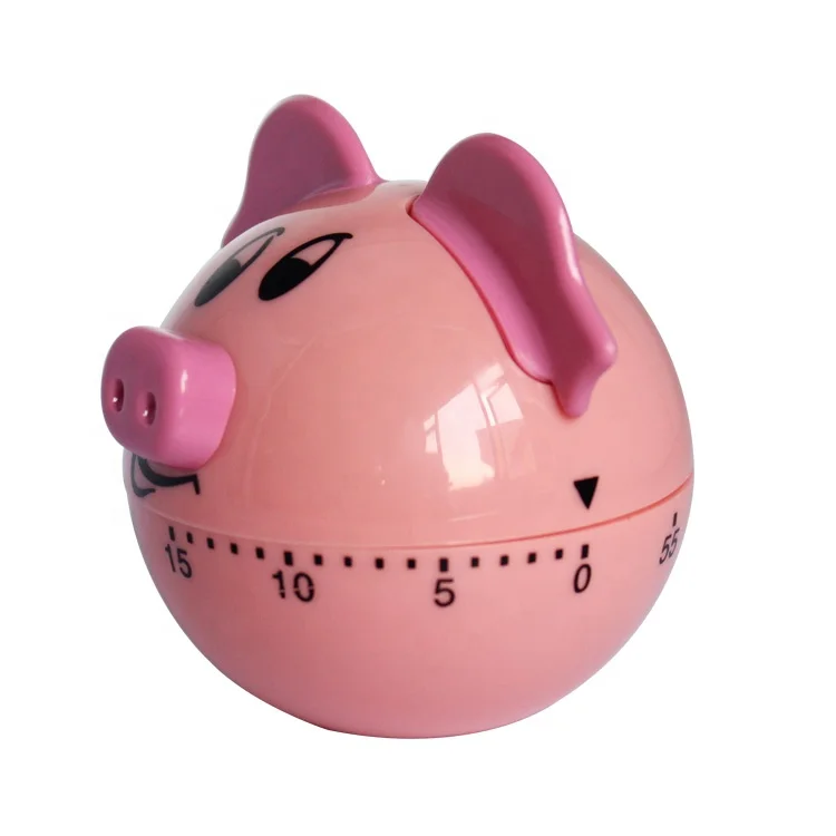 Cartoon Animal Pig Shape Manual Dial Mechanical Countdown Kitchen Timer ...