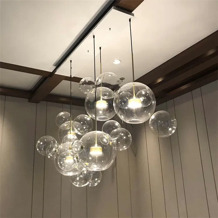 Modern Glass Bubble Ball Chandelier Glass Led Pendant Lamp Luxury ...