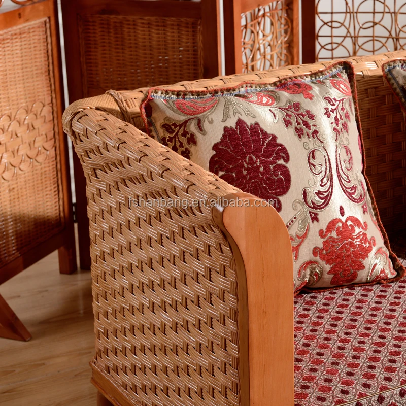 Shop High Quality Indoor Wooden Cane Back Lounge Sofa