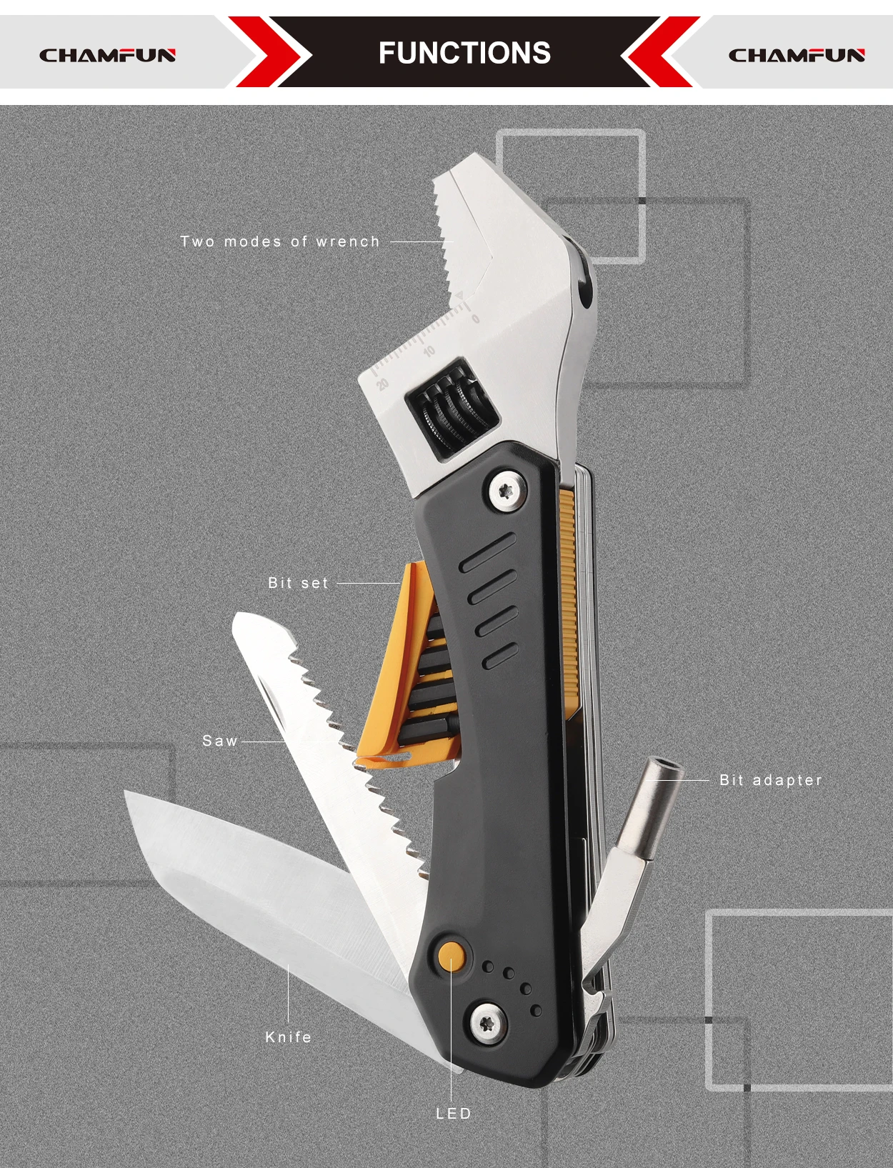 Multi Tool 8-in-1 Adjustable Wrench - Versatile and Durable