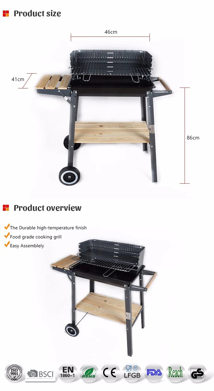 Hot Quality Rectangle Barbecue Grill Outdoor Rectangular Bbq Charcoal ...
