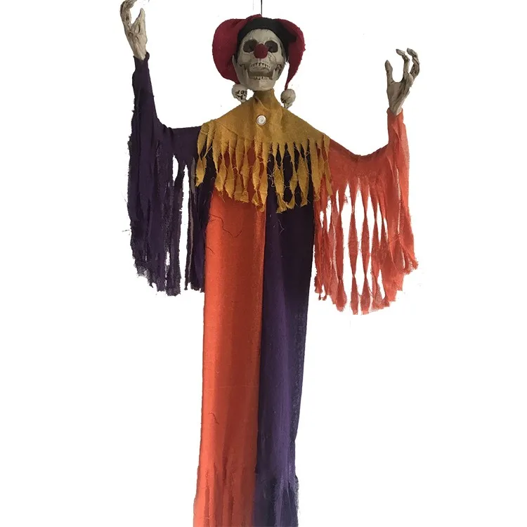 160cm Colorful Clothes Clown Skeleton Decoration Halloween Creepy ...