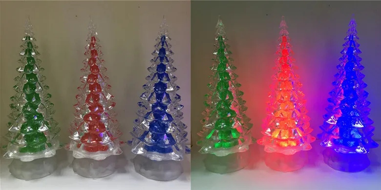 2018 New Design 10" Color Changing Led Acrylic Christmas Trees In Clear ...