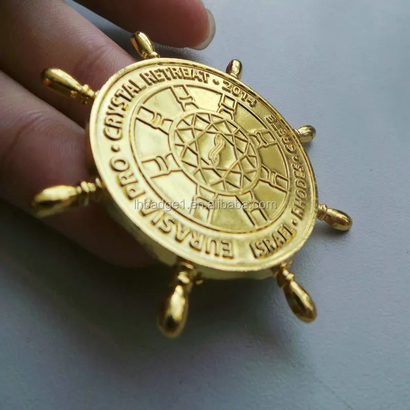 Nautical Ship Wheel Helm Souvenir,Metal Ship Rudder Badge Emblem - Buy ...