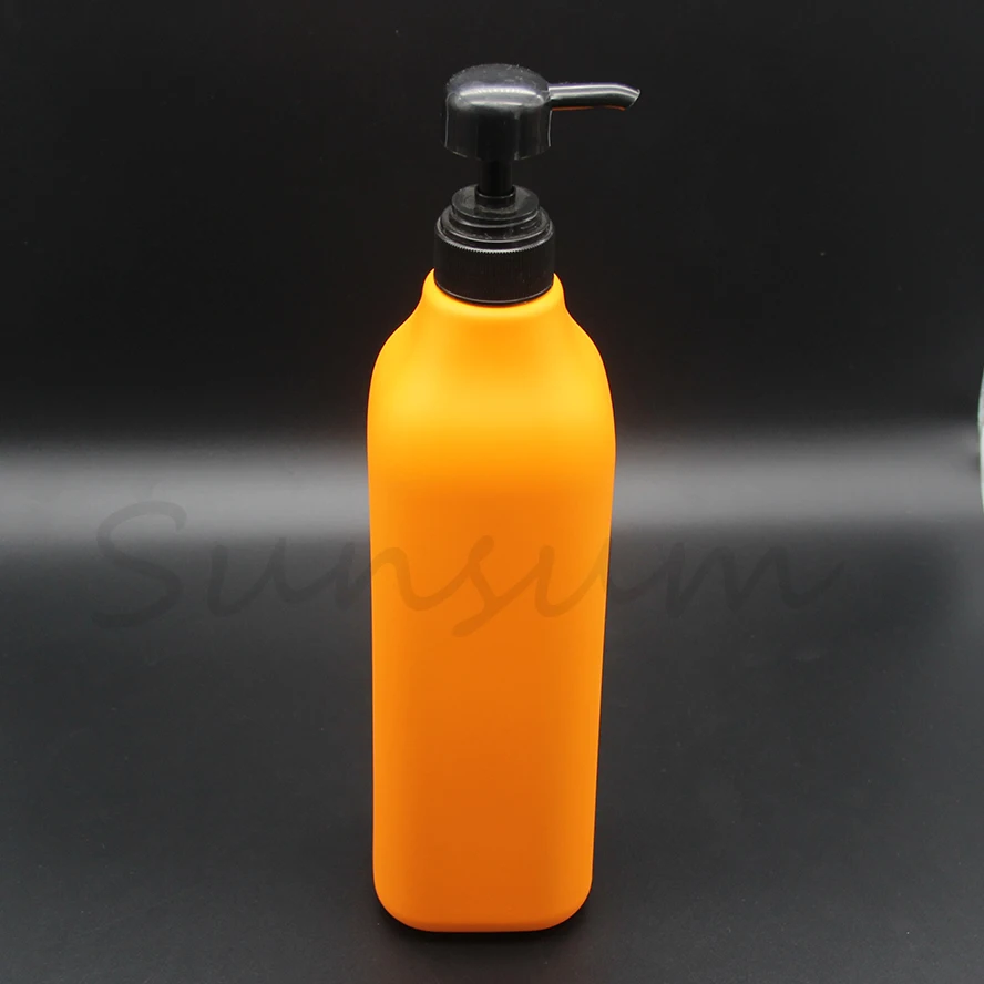 Matte Surface Handling 1000ml Square Shampoo Bottle With Lotion Pump ...