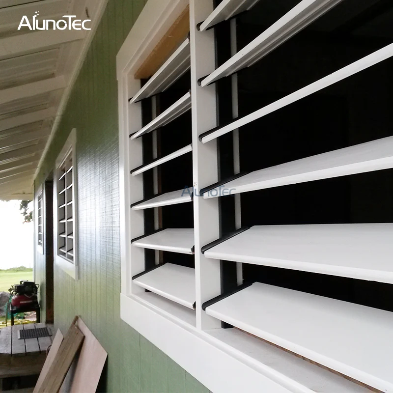 Large Louvered Frame 19mm Wood Blade Jalousie Window Aluminum Louver ...