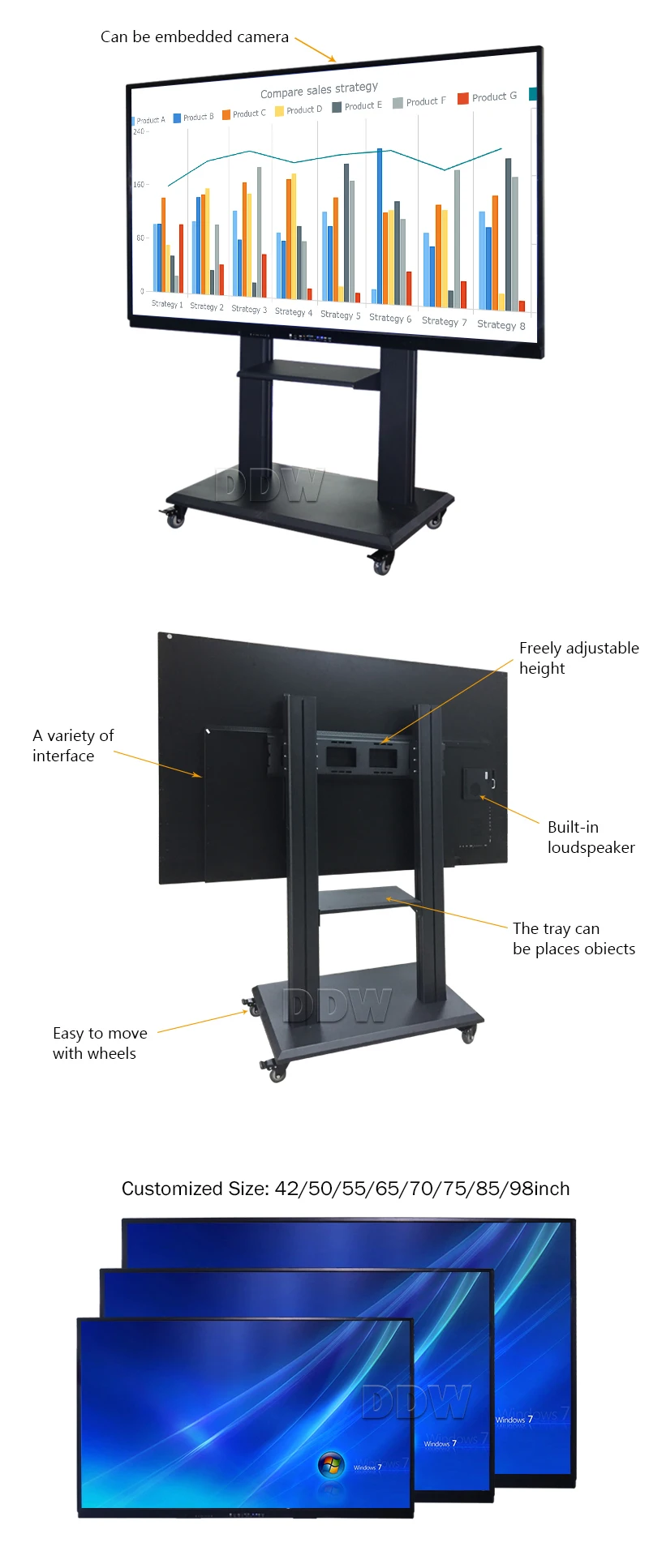 Factory Direct Sale 75 Inch Interactive Whiteboard Lg 700 Nits ...
