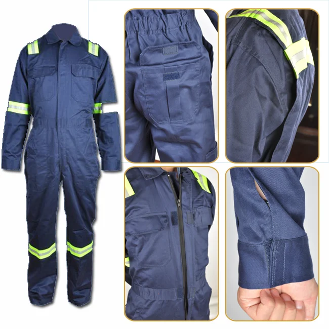 En11612 Coveralls With Reflective Tape Cotton Flame Resistant Clothing ...