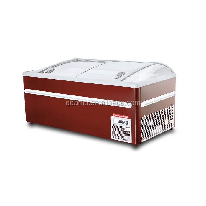 -18 Degree Glass Top Open Coffin Freezers Combined Refrigeration For ...