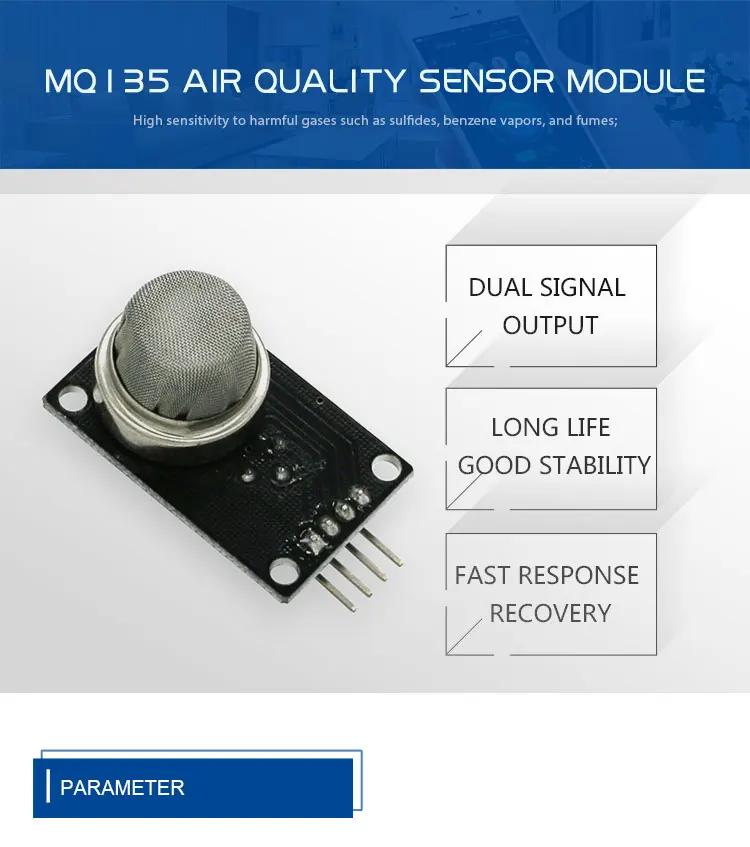 MQ135 Semiconductor Gas Sensor for Air Quality Monitoring