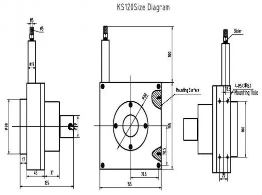 Ks120 Linear String Potentiometer,Long Range Motion Sensor 10000mm ...