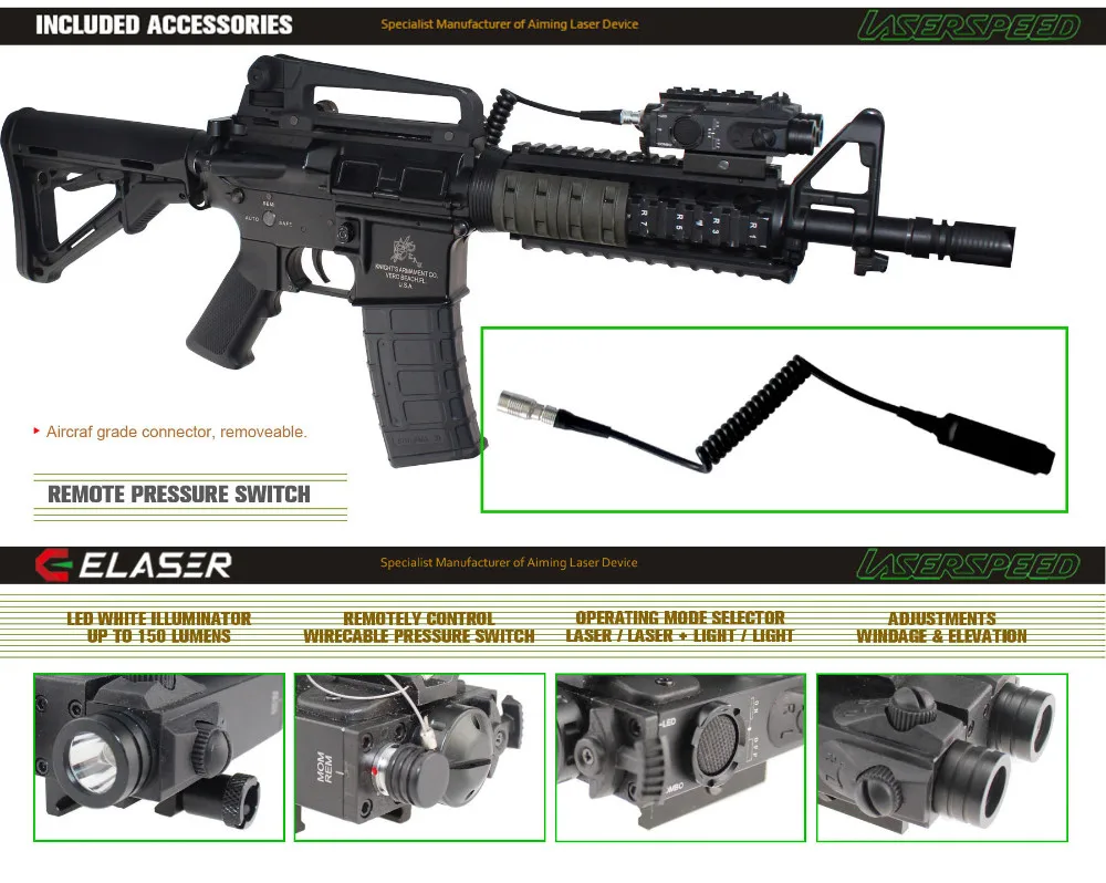 Tactical Rifle 225lumen Weapon Light And Infrared Laser Pointer For ...