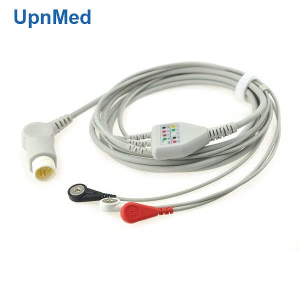 8pin Hp Defibrillator 3-lead Ecg Ekg Cable With Leadwires,Snap,Aha ...