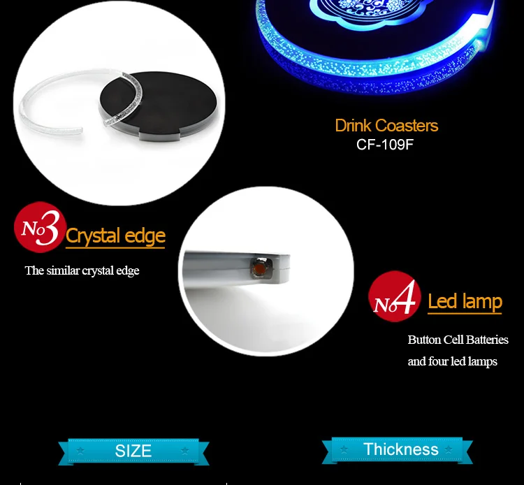 Customized Led Luminous Water Coaster Led Light Drink Coasters - Buy ...