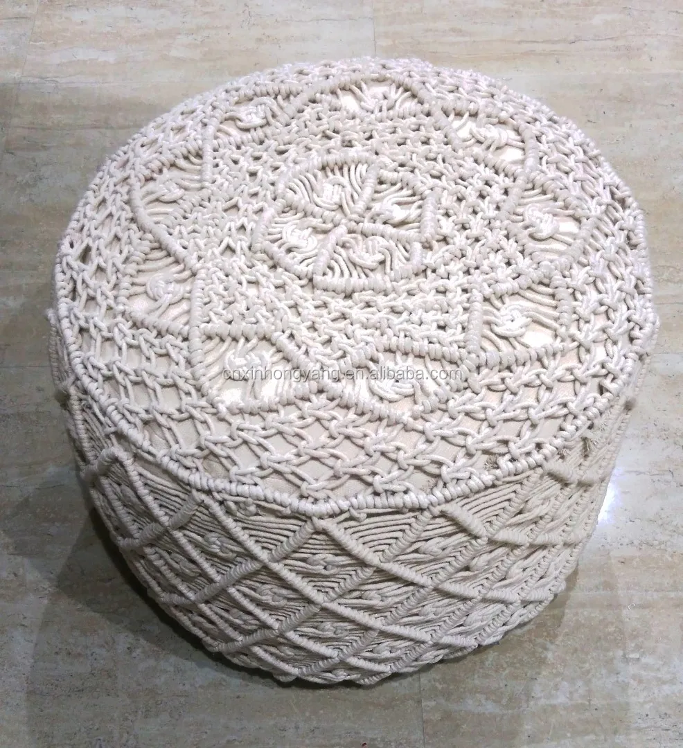 25 Years Factory Custom Hand Knotted Macrame Pouf,Knitted Pouffe,Weave ...