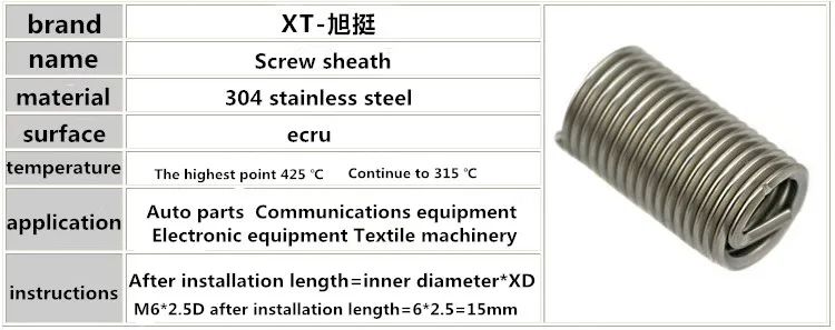 M12 Stainless Steel Wire Thread Insert for Aluminium