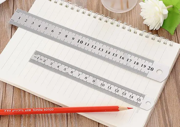 15 Cm 20 Cm 30 Cm Metal Stainless Steel Straight Scale Ruler With Hole ...