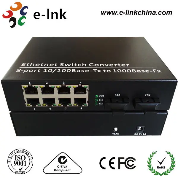 Switch 8 Ports Ethernet Fibre Optique,8-tx + 2-fx(sfp) Port Fiber ...