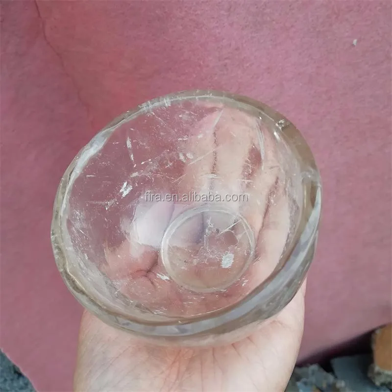 Hand Carved Natural Rock Clear Quartz Crystal Cup White Quartz Glass ...