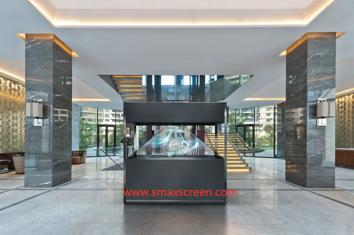 360 Degree 3D Pyramid Hologram Display Showcase - Clear Hologram Glass